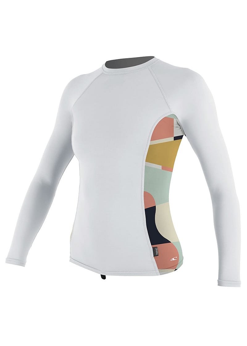 ONeill Ladies Side Print Long Sleeve Rash Vest Wht