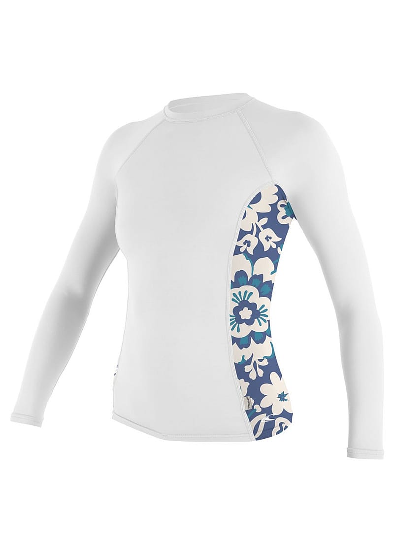 ONeill Ladies Side Print Long Sleeve Rash Vest White